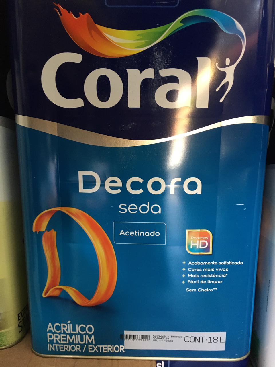 TINTA ACET 18L BCO DECORA SEDA CORAL | AcheAki Materiais de Construção